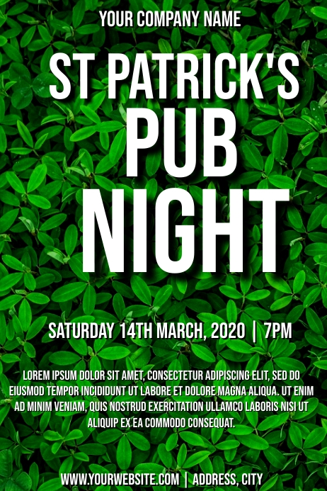 Copy of Green St. Patrick's Pub Night Bar Poster | PosterMyWall