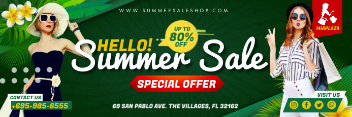 Green Summer Shopping Sale 2' x 6' Banner Tem Template | PosterMyWall