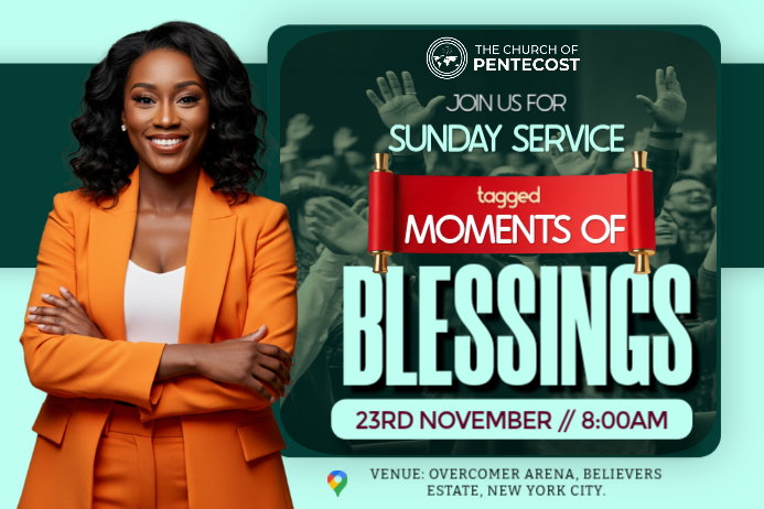 Green Sunday Service Poster Template | PosterMyWall