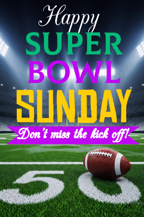 Green Super Bowl Sunday Poster Template | PosterMyWall