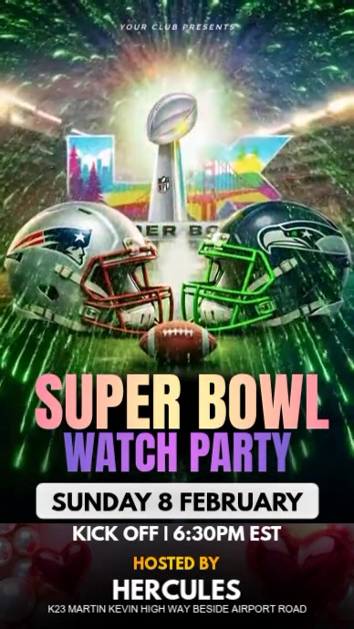 Green Super Bowl Watch Party Instagram Story Video Template | PosterMyWall