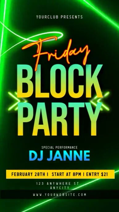 Copy of Green Tipografi Friday Block Party Reel Instagram | PosterMyWall