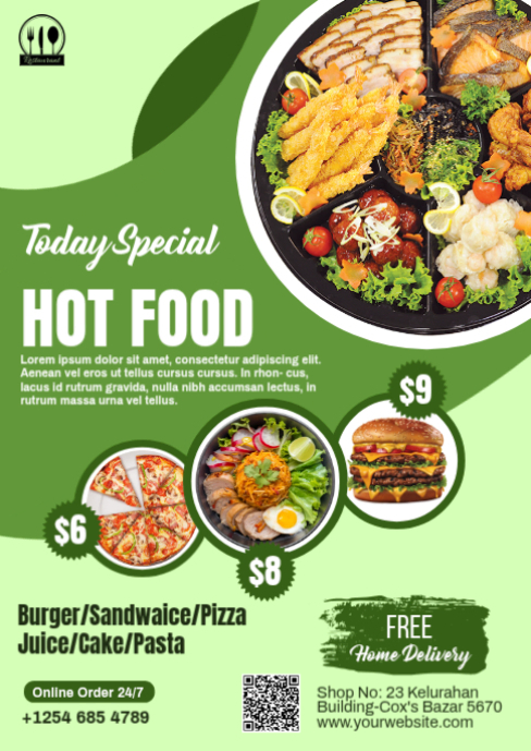 Green Today’s Special Food Menu Flyer A6 Template | PosterMyWall