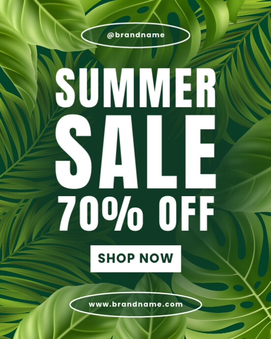 Green Tropical Typographic Summer Sale Promotional Offer Discount Deal ...
