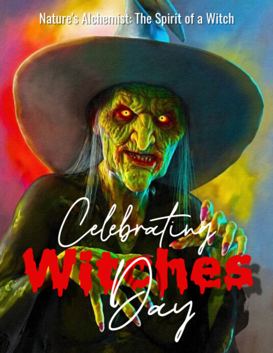 Green Typographic Celebrating Witches Flyer (us Letter) Template ...