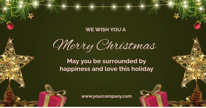 Green Typographic Christmas Greetings Facebook Shared Image Template ...