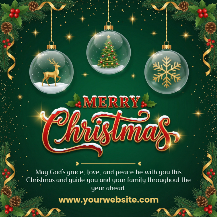 Green Typographic Merry Christmas Wish Instagram Post Template ...