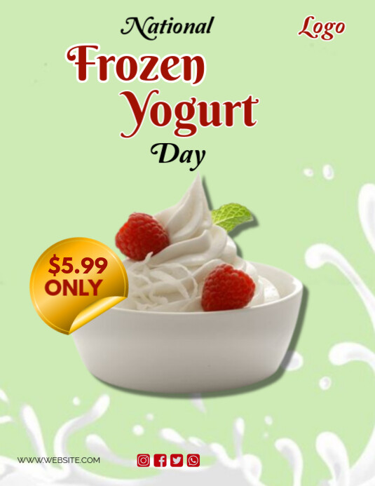 Copy of Green Typographic National Frozen Yogurt Day Flyer (us Letter ...