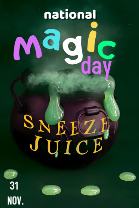 Green Typographic National Magic Day Poster Template | PosterMyWall
