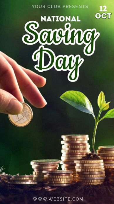 Green Typographic National Saving Day Instagram Story Template ...