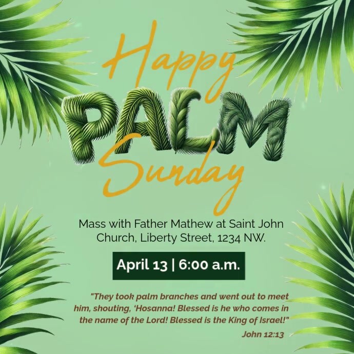 Green Typographic Palm Sunday Instagram Post Template | PosterMyWall