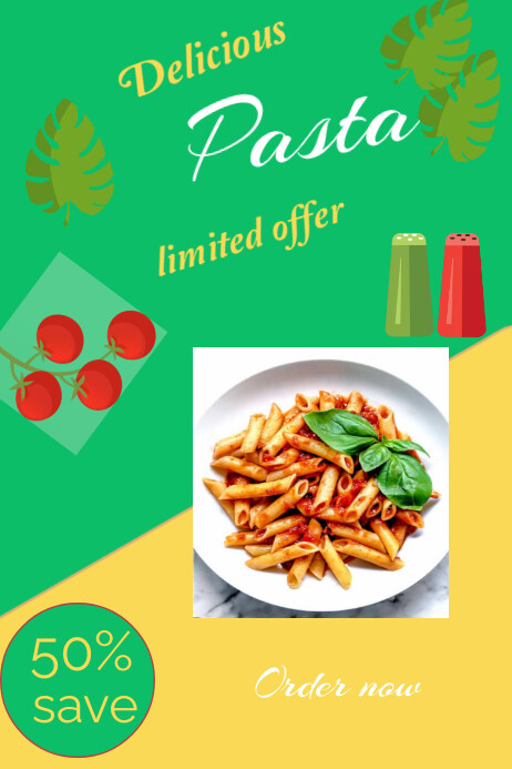Green Typographic Pasta Poster Template | PosterMyWall