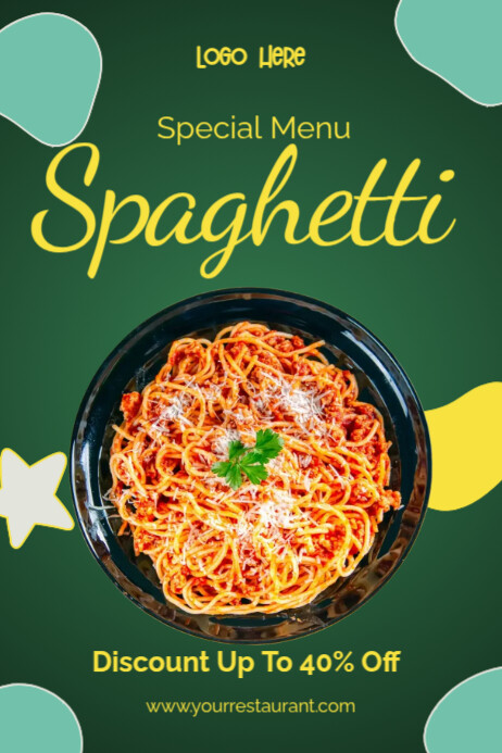 Modèle Green Typographic Spaghetti Poster | PosterMyWall