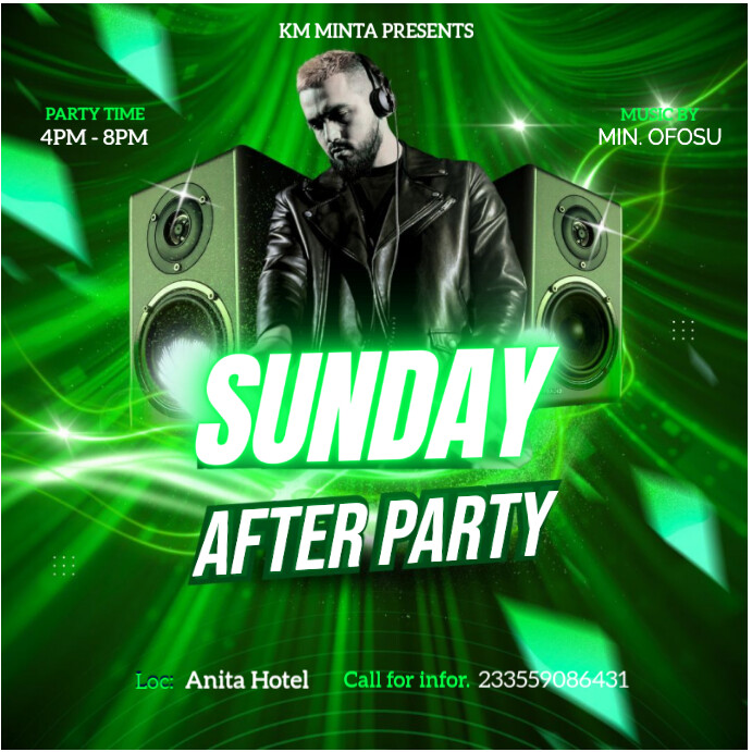 Green Typographic Sunday After Church Party Green Background Instagram ...
