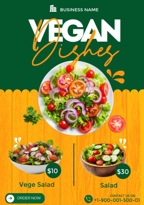 Green Vegan Dishes Flyer A3 Template | PosterMyWall