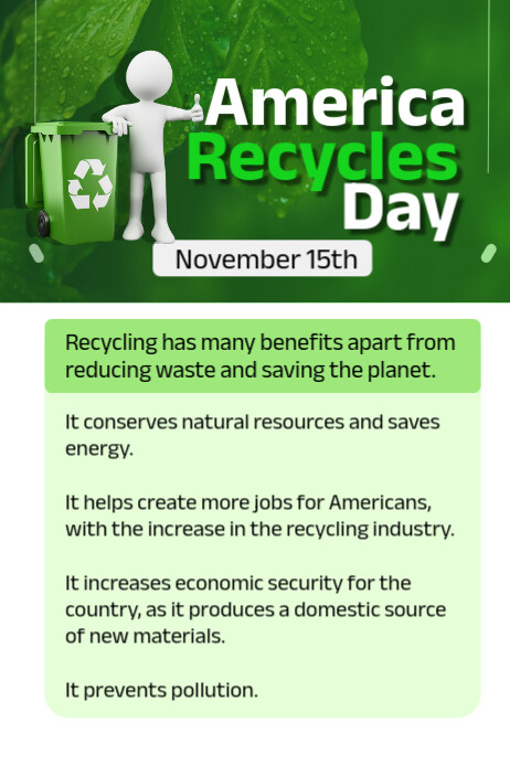 Copy of Green Vintage America Recycles Day Poster | PosterMyWall
