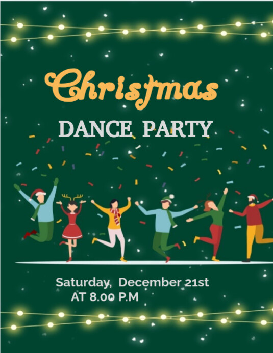Green Vintage Christmas Dance Party Flyer (us Letter) Template ...