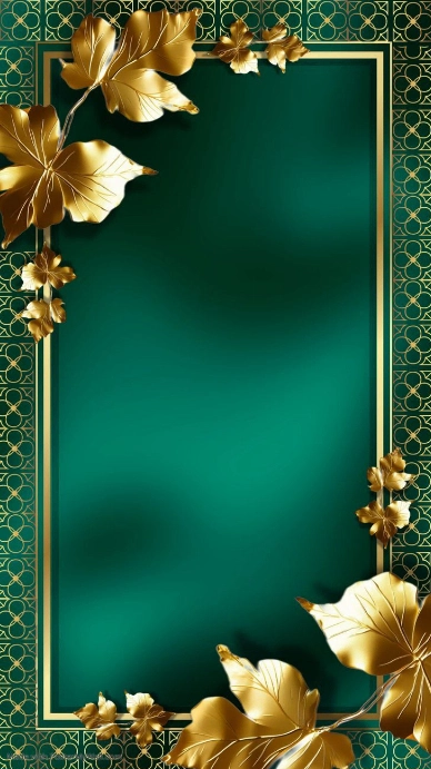 Green Vintage Golden Leaf Emerald Frame Instagram Story Template ...