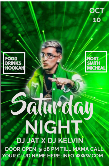 Green Vintage Saturday Night Poster Template | PosterMyWall