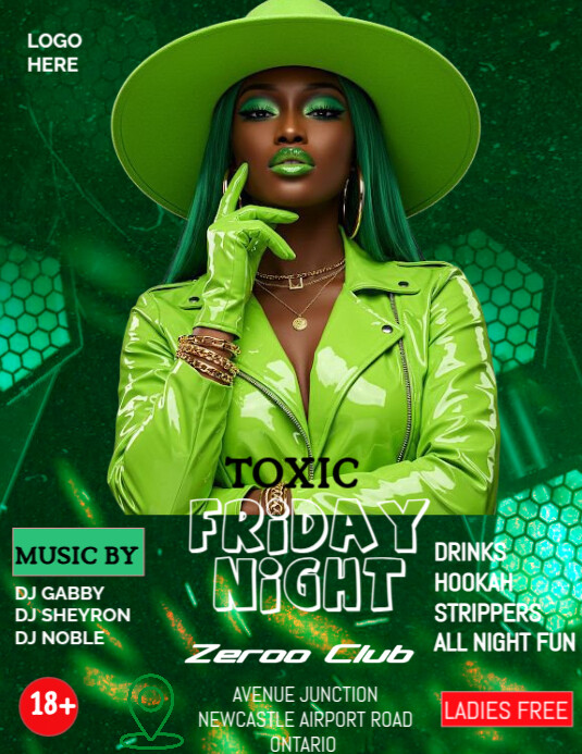Plantilla de Green Vintage Toxic Friday Night Flyer (us Letter ...