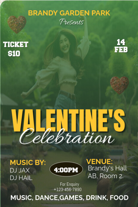 Green Vintage Valentine's Park Celebration Poster Template | PosterMyWall