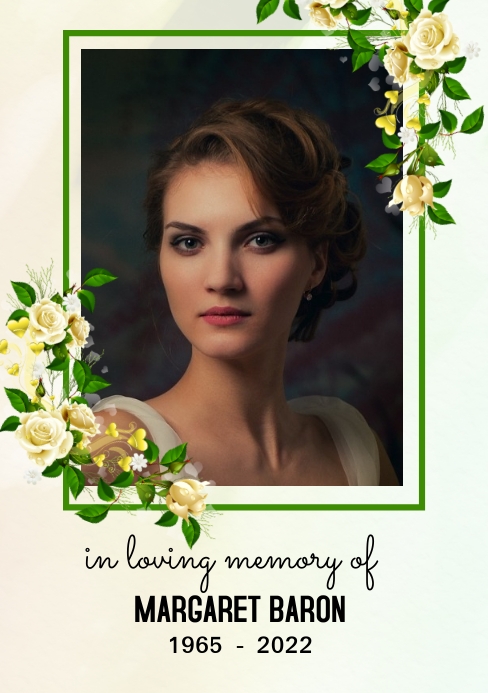 Modèle De Carte Funéraire Florale Aquarelle Verte | PosterMyWall