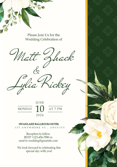 Green Wedding Invitation design template | PosterMyWall