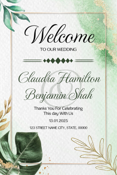 Copy of Green Wedding Welcome Sing Poster | PosterMyWall