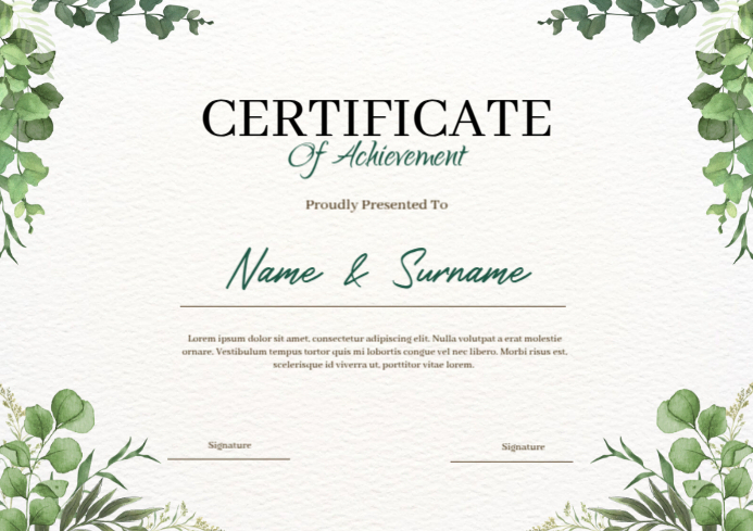Green White Illustrated Floral Workshop Certificate Template | PosterMyWall