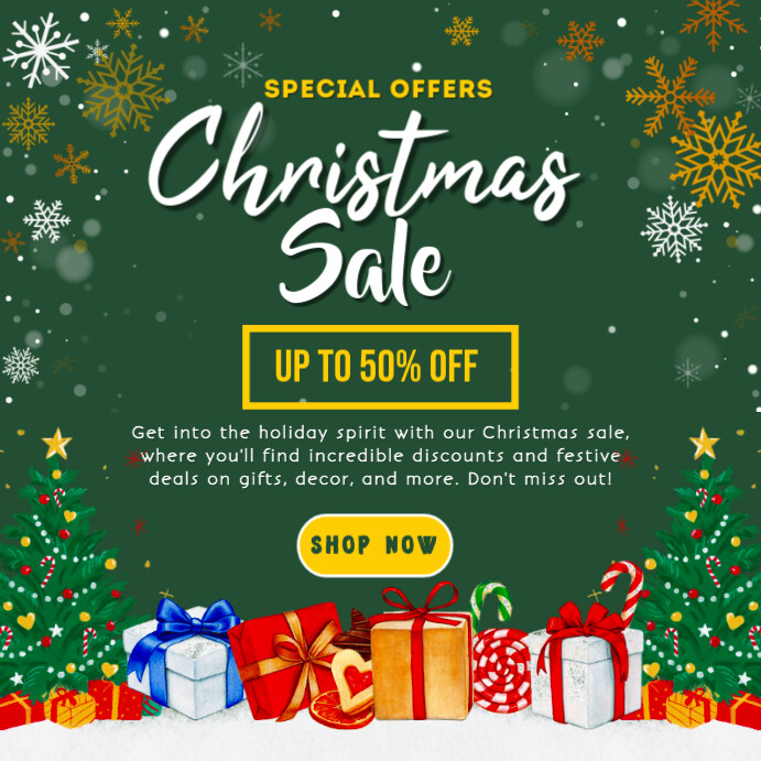 Copy of Green white yellow Modern & Minimal Christmas Sale Pos Instagram | PosterMyWall