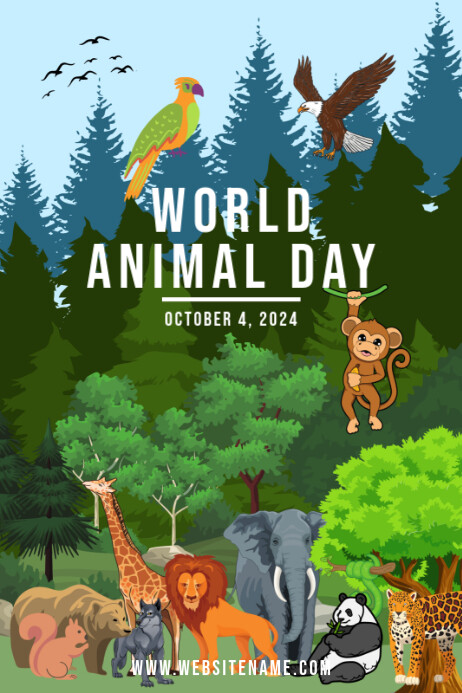 Green World Animal Day Poster Template | PosterMyWall