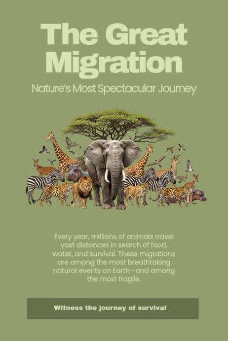 Green World Wildlife Day Migration Poster Video Template | PosterMyWall