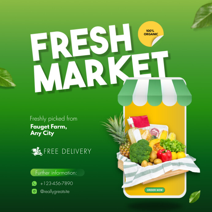 Copy of Green Yellow and White Creative Modern Grocer | PosterMyWall