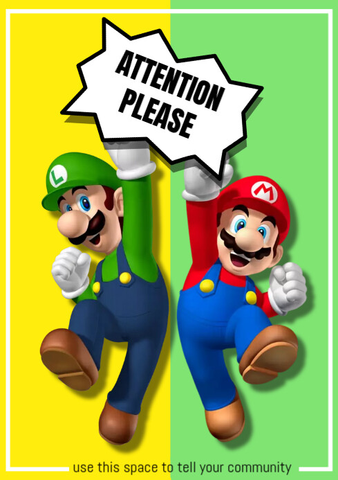 Green yellow attention please template | PosterMyWall
