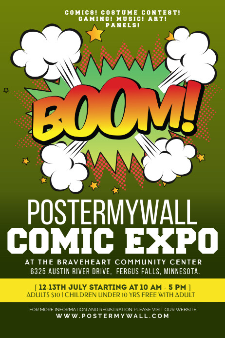 Green Yellow Gradient Comic Con Poster Template | PosterMyWall