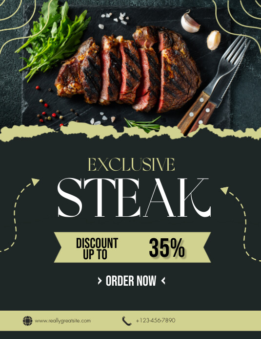 Green Yellow Modern Exclusive Steak Poster-skabelon | PosterMyWall