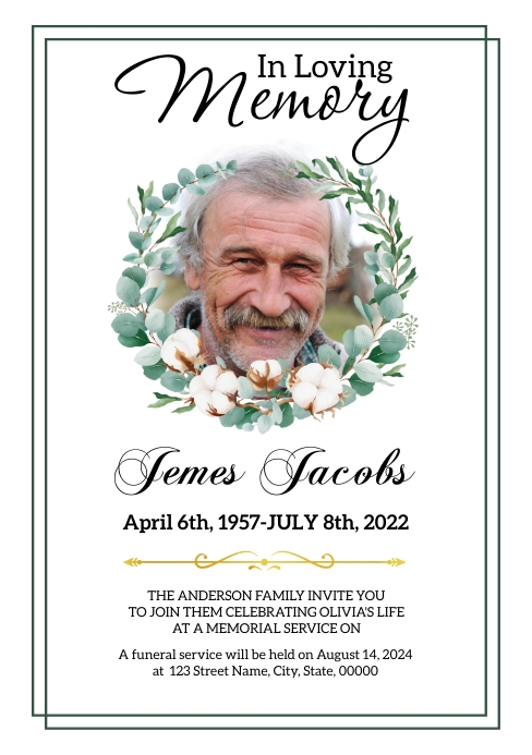 Greenary Funeral program Template | PosterMyWall