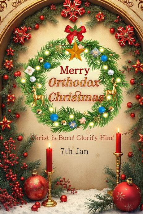 greeting card merry orthodox xmas poster Template | PosterMyWall