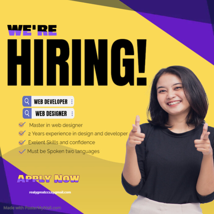 Grey 3d Hiring Poster 2024 Latest 3d Design I Template | PosterMyWall