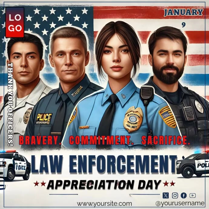Grey 3d Law Enforcement Appreciation Day Instagram Post Template ...