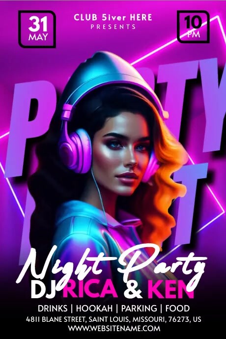 Grey 3d Night Party Poster Template | PosterMyWall