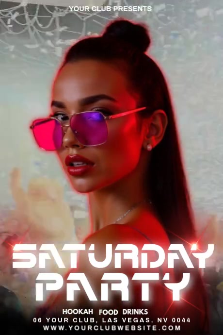 Grey 3d Saturday Party Poster Template | PosterMyWall