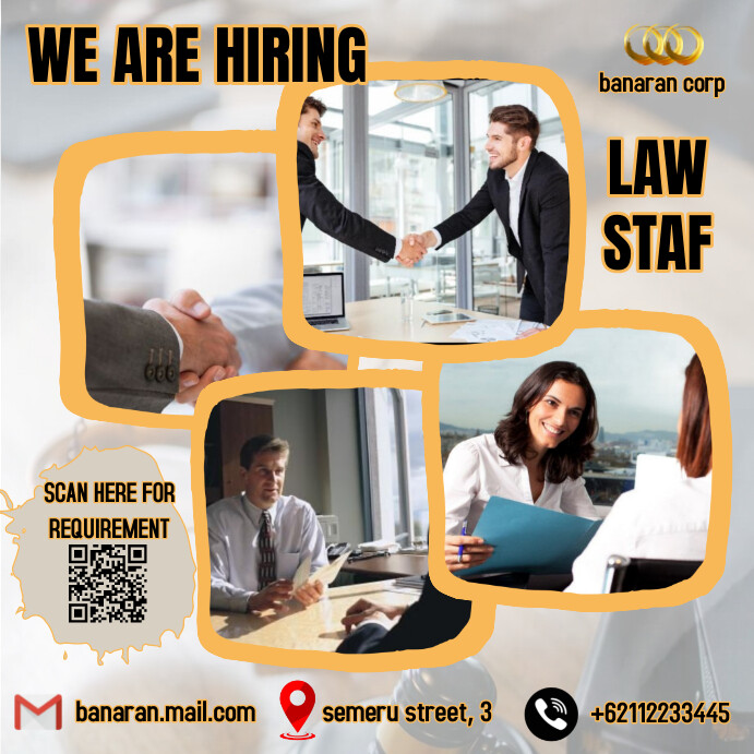 Grey 3d We Are Hiring Law Staf Pos Instagram Templat | PosterMyWall