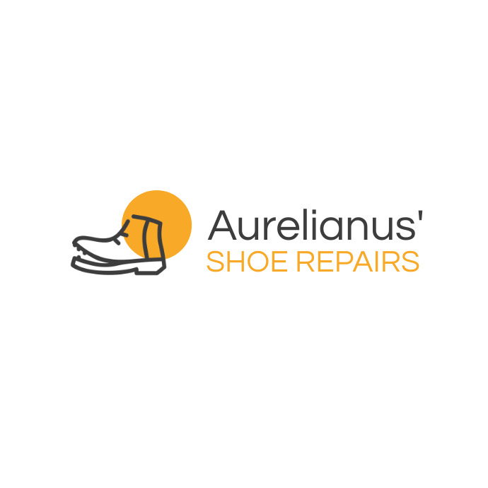 grey and orange colors shoe repairs logo Template | PosterMyWall