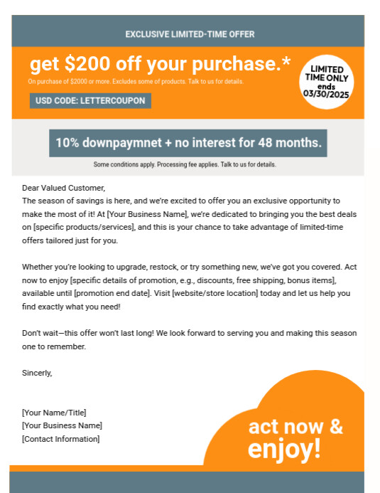 Grey and Orange Promotion Letter Flyer (us Letter) Template | PosterMyWall