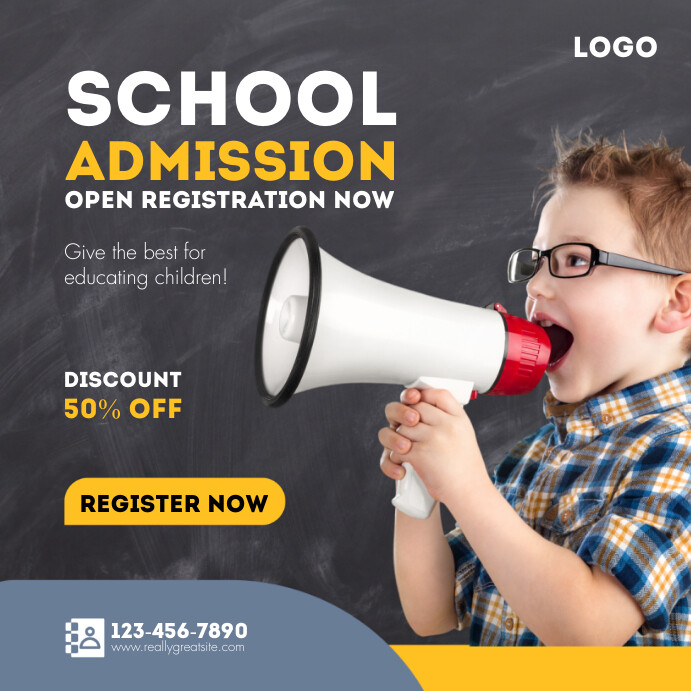 Grey and Yellow Modern Minimalist School Admi Template | PosterMyWall