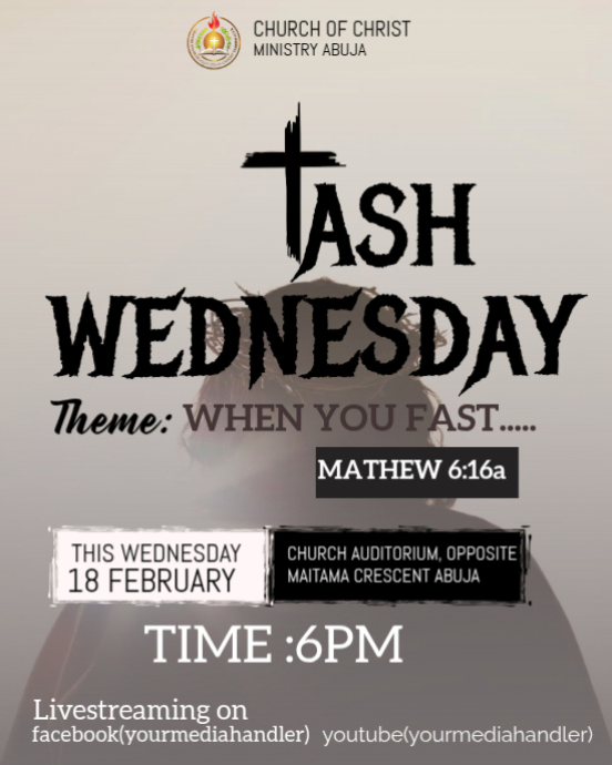 Grey Ash Wednesday Church Event Instagram Portrait Template | PosterMyWall