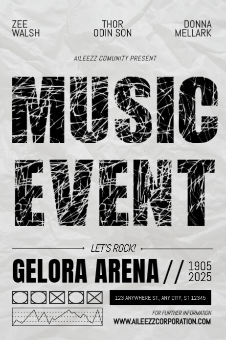 Grey Black Modern & Minimal Musco Event Poster Template | PosterMyWall