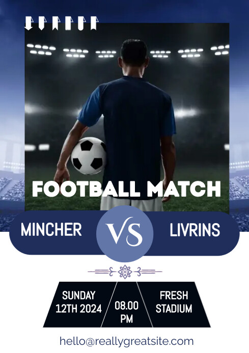 grey blue football match poster Template | PosterMyWall
