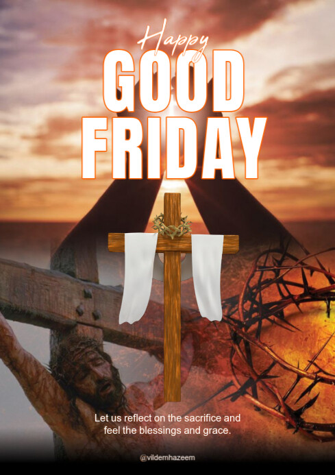 Plantilla de Grey Brown Illustrative Good Friday Template | PosterMyWall